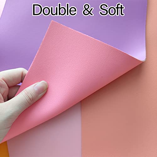 4 Pcs Bright Color Double Sided Faux Leather Sheets Two-Color Thick Synthetic PU Leather for Wristlets Keychains Making DIY Projects 8"x12" (21cmx30cm)