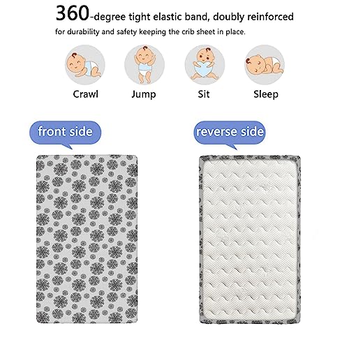 Dandelion Themed Fitted Crib Sheet,Standard Crib Mattress Fitted Sheet Soft Toddler Mattress Sheet Fitted - Baby Crib Sheets for Girl or Boy,28β x52β,Charcoal Grey White