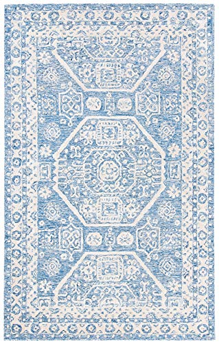 SAFAVIEH Glamour Collection 8' x 11' Navy/Ivory GLM556N Handmade Premium Wool & Viscose Area Rug