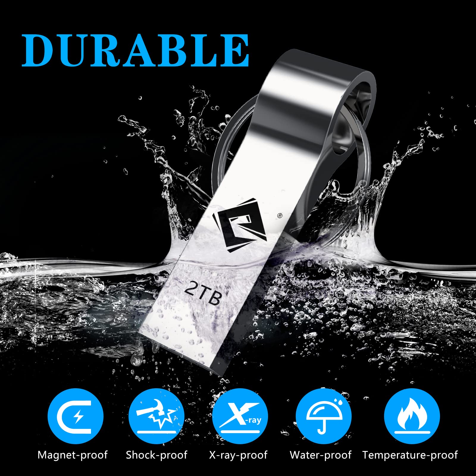 2TB USB Flash Drive, Thumb Drive: Nigorsd High Speed USB Drive, Portable 2000GB Large Capacity USB Memory Stick, Waterproof Durable Jump Drive Storage Drive with Keychain
