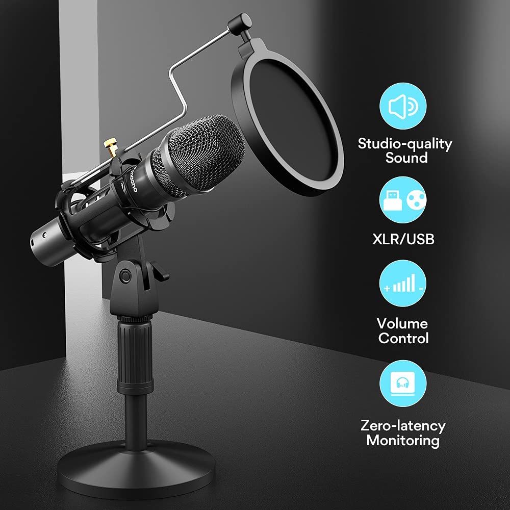 Audio Interface with Dynamic Microphone, Maonocaster Portable ALL-IN-ONE Podcast Production Studio for Guitar, Live Streaming, PC, Recording, and Gaming