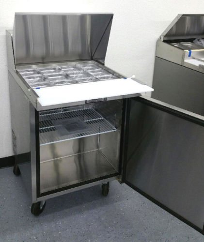 27.5" Commercial Stainless Steel Refrigerated Sandwich Salad Prep Table - All Pans and Cutting Board Included!