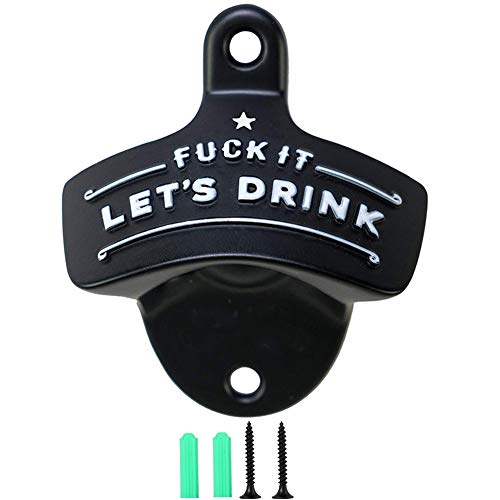 Bottle Opener Wall Mounted, Christmas Funny Wall Mount Bottle Opener for Men Dad Beer Lovers,Novelty Birthday Fathers Day with Mounting Screws Wall Anchors(1 Pack)