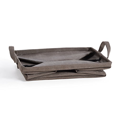 Danya B. LY117 Decorative Canvas Laundry Basket with Handles - Portable Collapsible Foldable Clothes Hamper - Khaki Green
