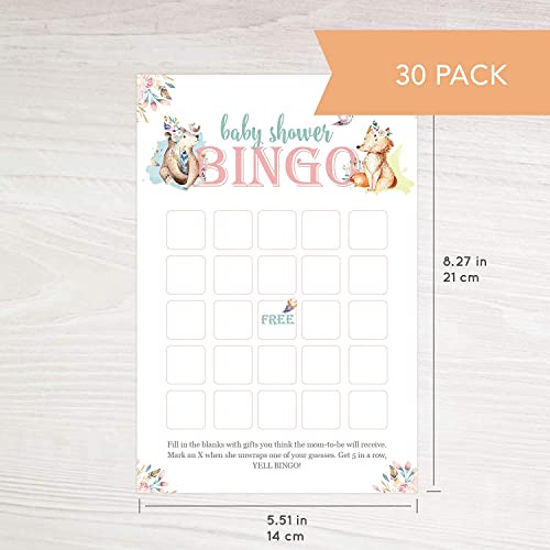 30 Woodland Invitations with Diaper Raffle and Books for the Baby Cards