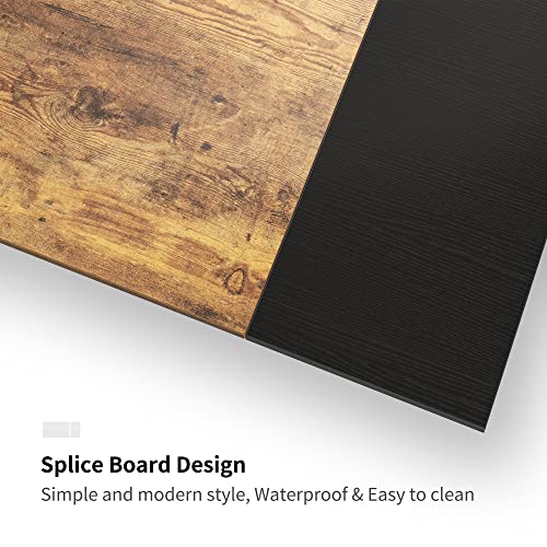 CubiCubi Computer Home Office Desk, 55 Inch Small Desk Study Writing Table with Storage Shelves, Modern Simple PC Desk with Splice Board, Brown Black Finish