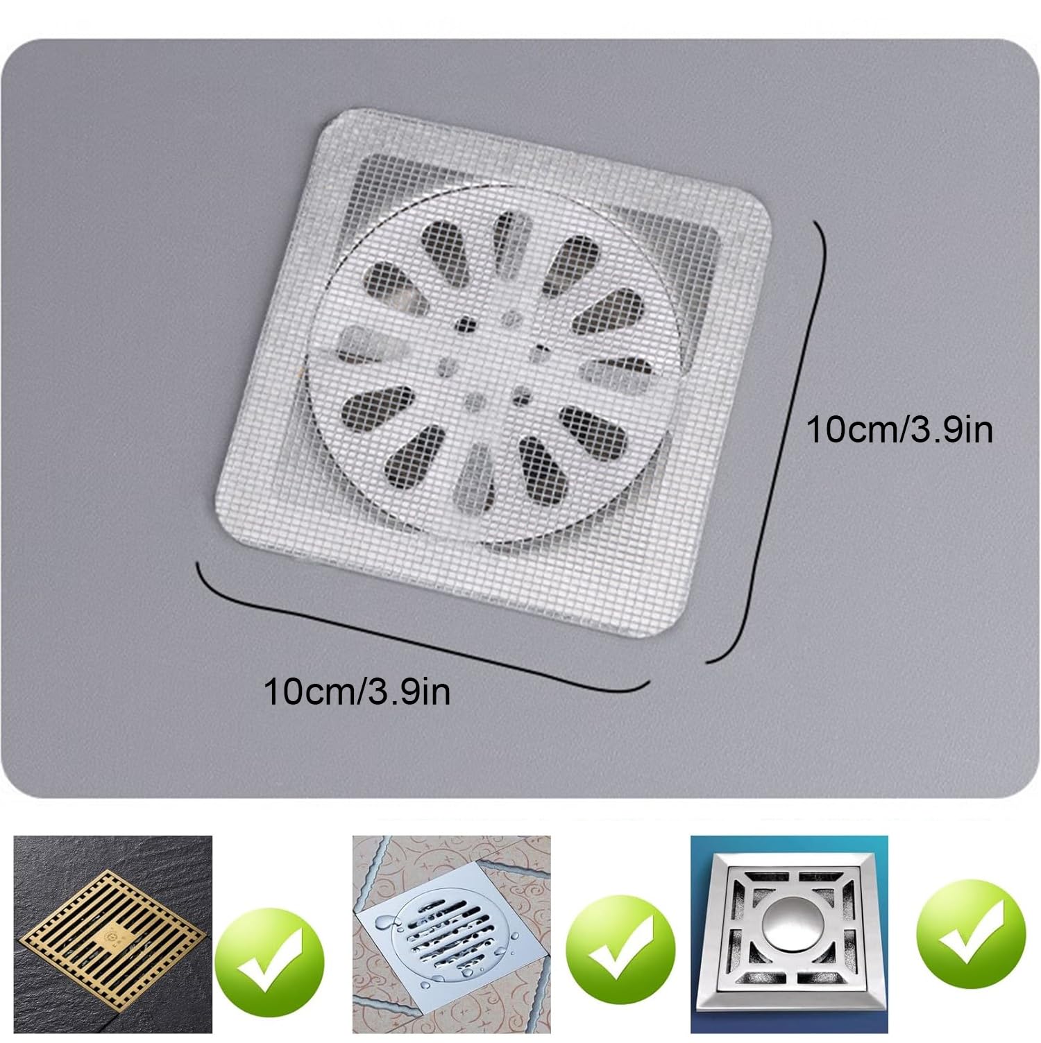 50 Pack Shower Drain Hair Catcher Disposable, Mesh Stickers,4" X 4" Shower Drain Protector for Bathroom Tub Shower and Sink
