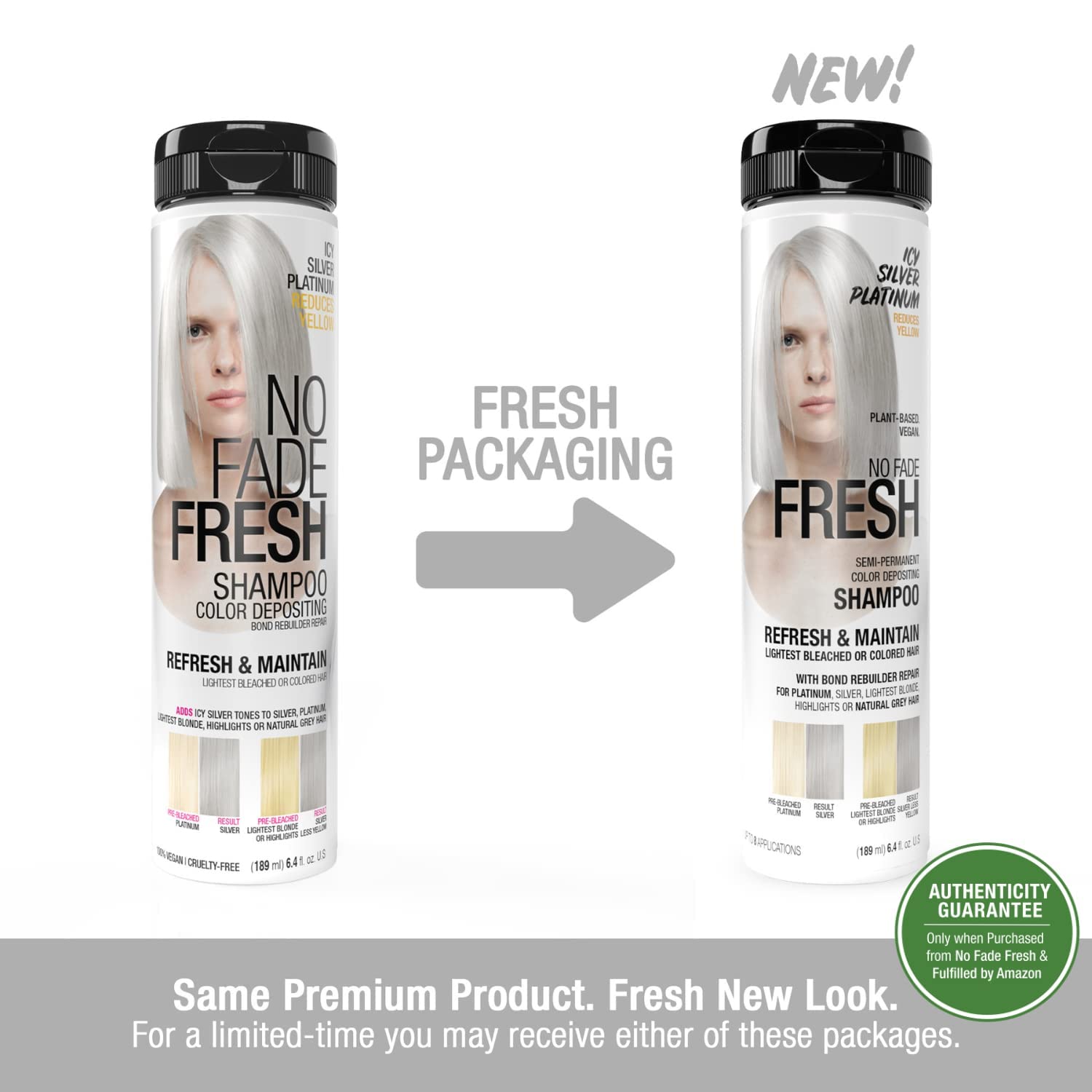 Icy Silver Platinum Hair Color Depositing Shampoo Semi Permanent Hair Color with BondHeal Bond Rebuilder - Toner to Remove Yellow on Blondes and Grays, Silver Hair Dye- 6.4 oz