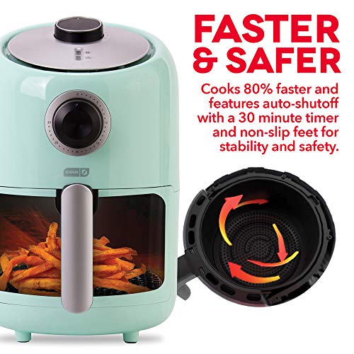 DASH Compact Air Fryer Oven Cooker with Temperature Control, Non-stick Fry Basket, Recipe Guide + Auto Shut off Feature, 2 Quart - Aqua