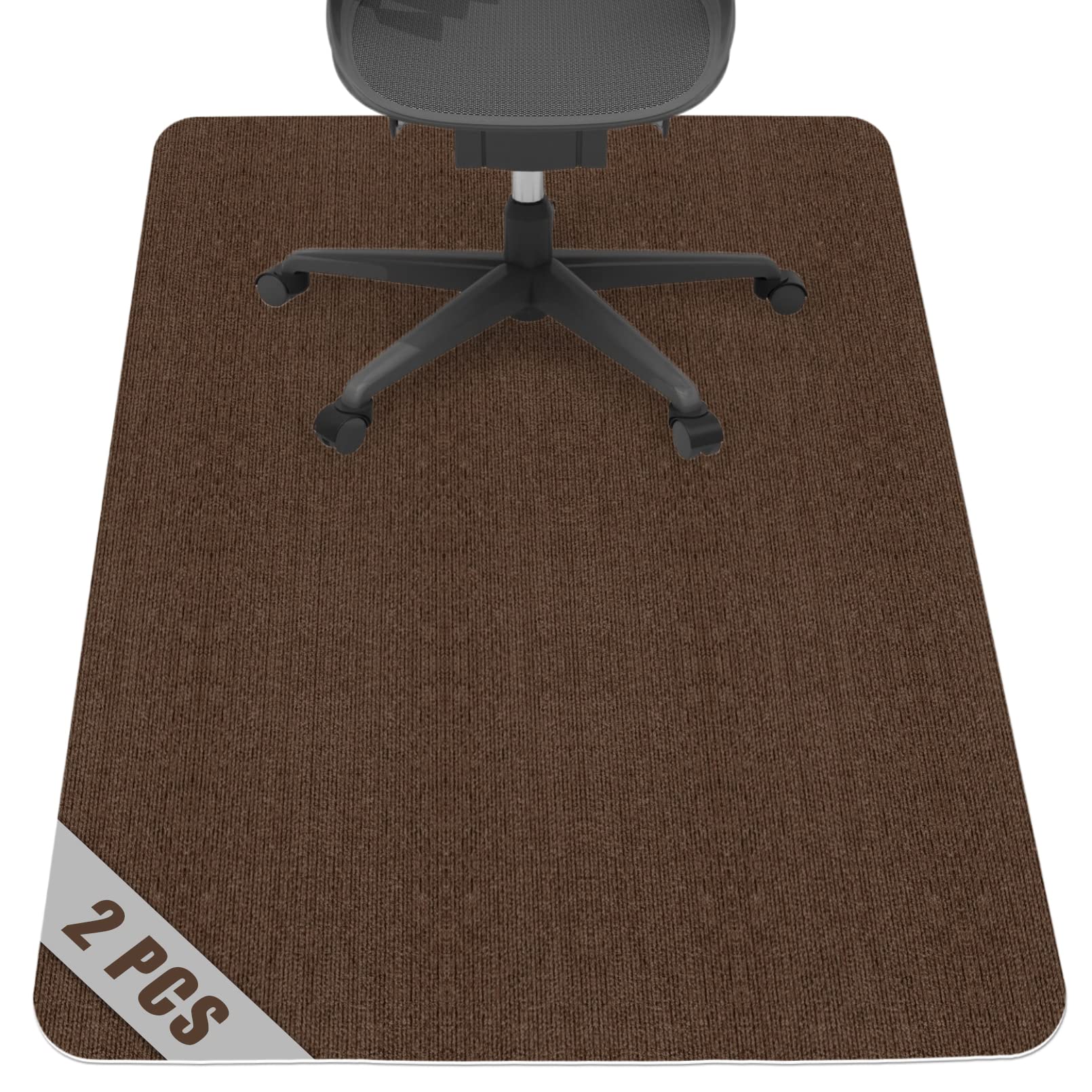 2Pcs Office Chair Mat for Hardwood & Tile Floor, 48 "x36 Computer Desk Chair Mat, Home Floor Protector Mat, Under Desk Low-Pile Rug, Anti-Slip, Easy to Clean (Coffee)