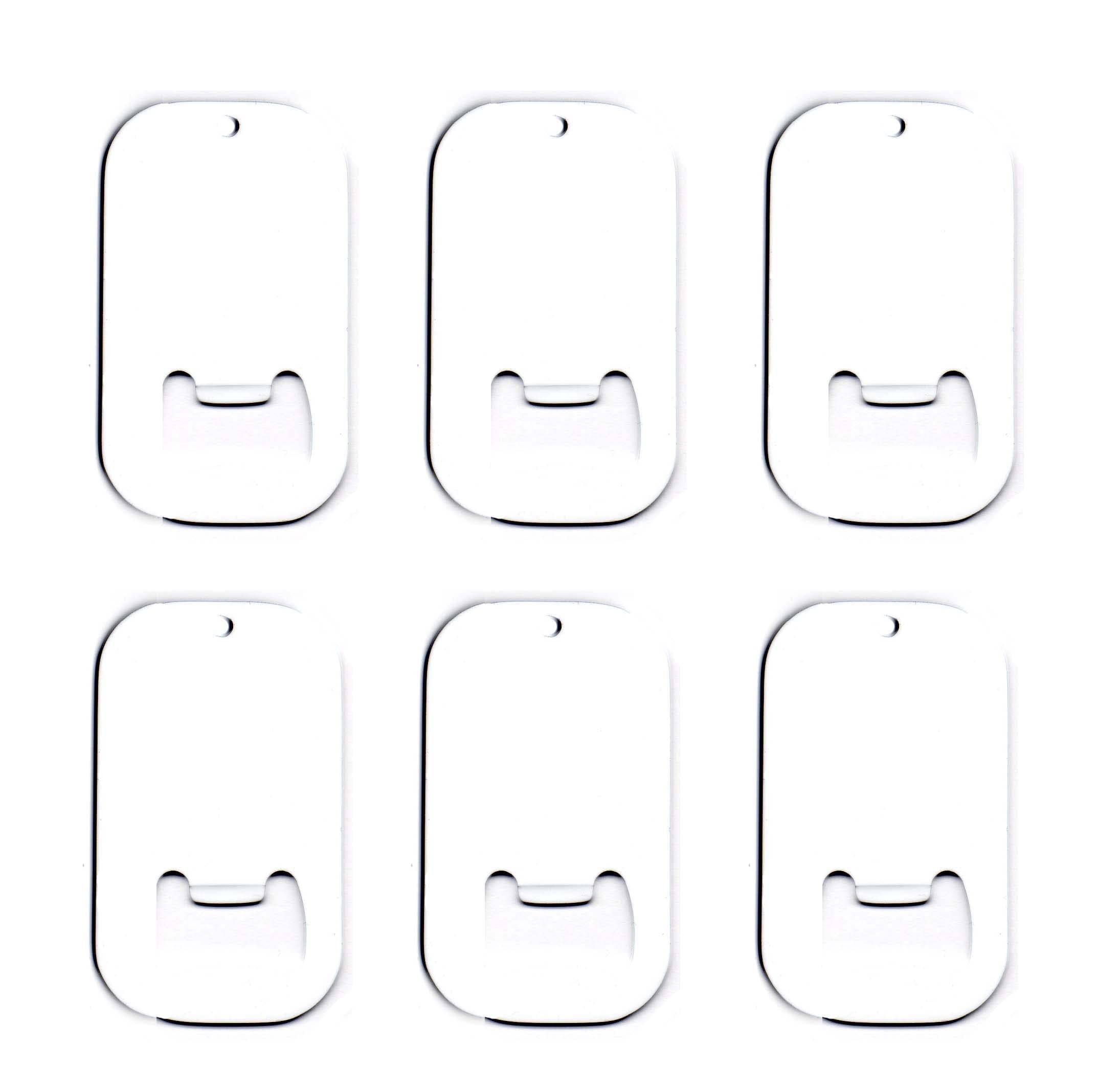 6 Pieces Sublimation blanks Small 3''x 1,5" White Steel Bottle Beer Metal Opener Heavy duty Stainless Steel Flat for Kitchen, bar o restaurant