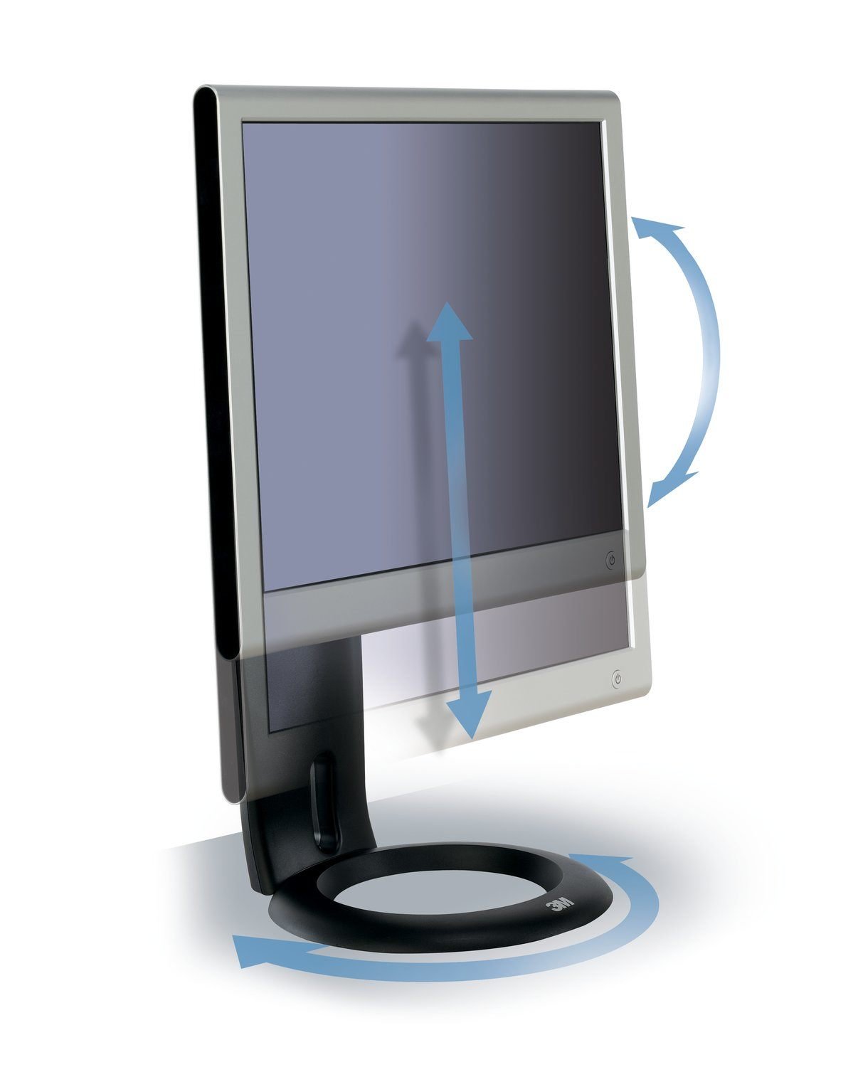 3M MS110MB Easy-Adjust LCD Monitor Stand, 8 1/2 x 5 1/2 x 8 1/2 to 13 1/2, Black