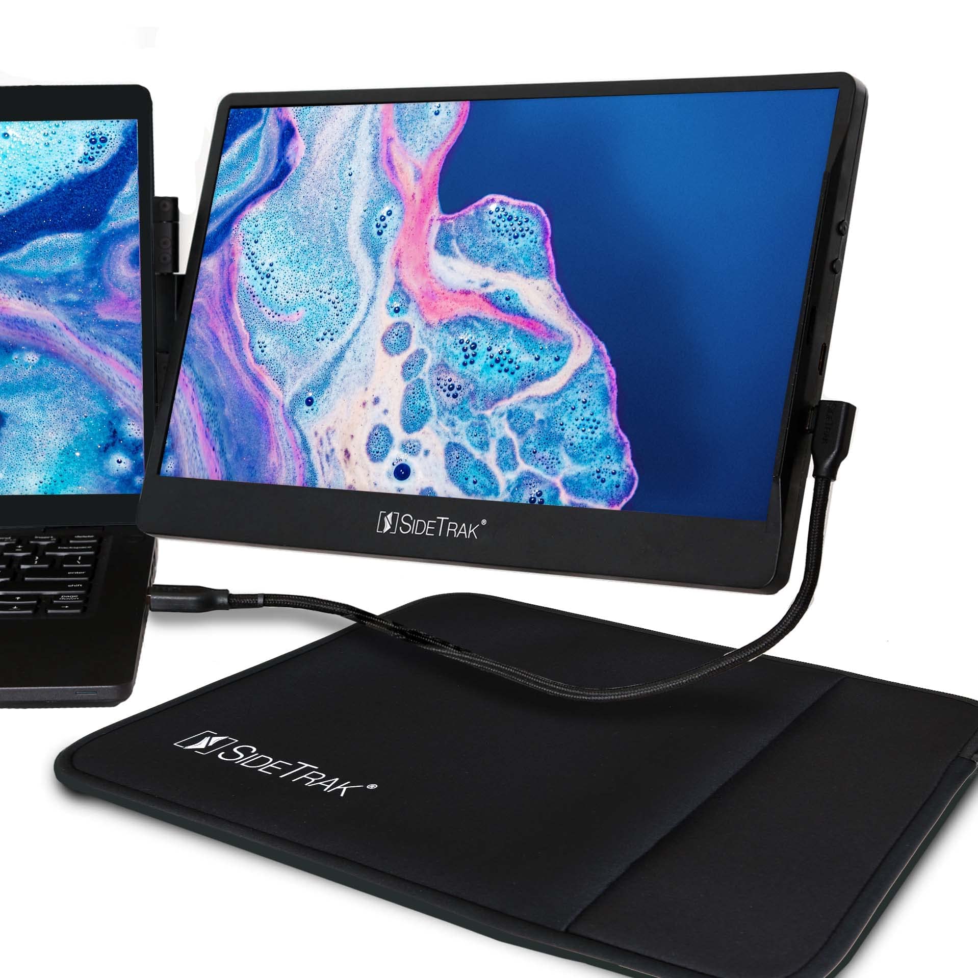 SideTrak Swivel Attachable Portable Monitor for Laptop 12.5” FHD IPS Laptop Screen with 15” Protective Case | Compatible with Mac, PC, & Chrome | Fits All Laptop Sizes | Powered by USB-C or Mini HDMI