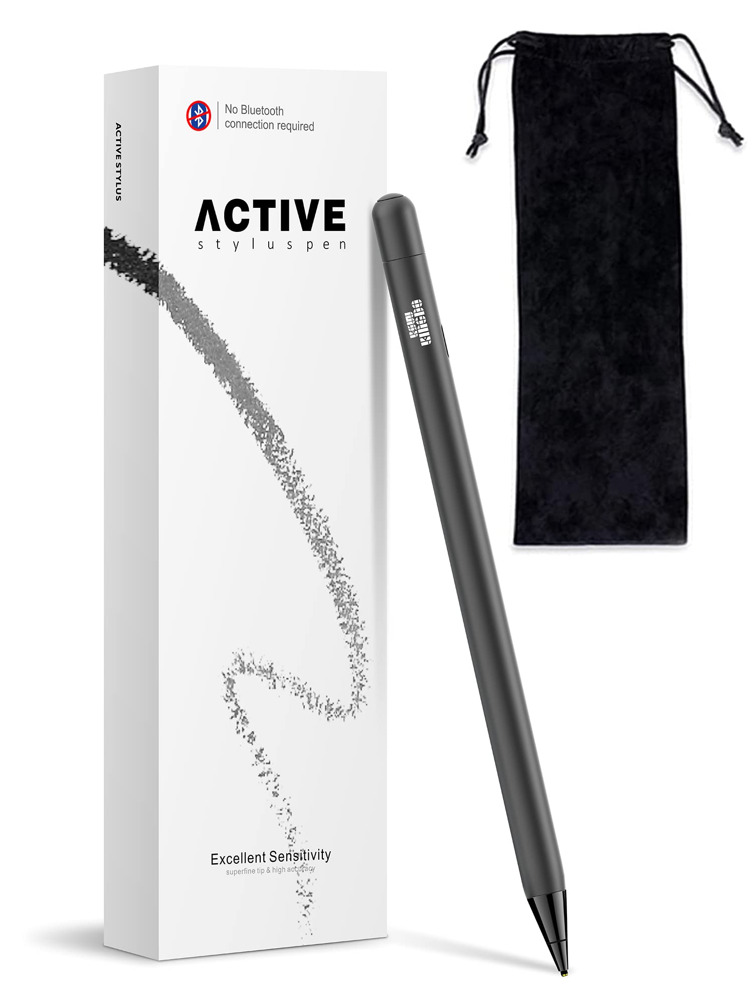 Stylus for iPad,Stylus for iPhone, Rechargeable Stylus Pen,1.4mm Fine Tip for Drawing and Writing, Compatible iPad Pro/iPhone and iPad/iPad Mini/iPad Air (Black)