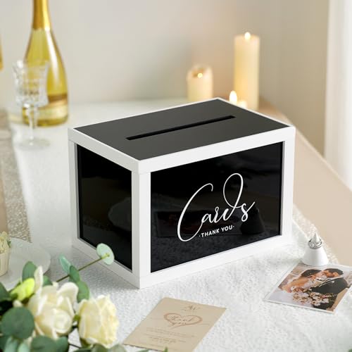 AW BRIDAL Black Acrylic Card Box,Wedding Card Box for Reception Decoration Box for Wedding Birthday Graduation,Gift Box for Cards