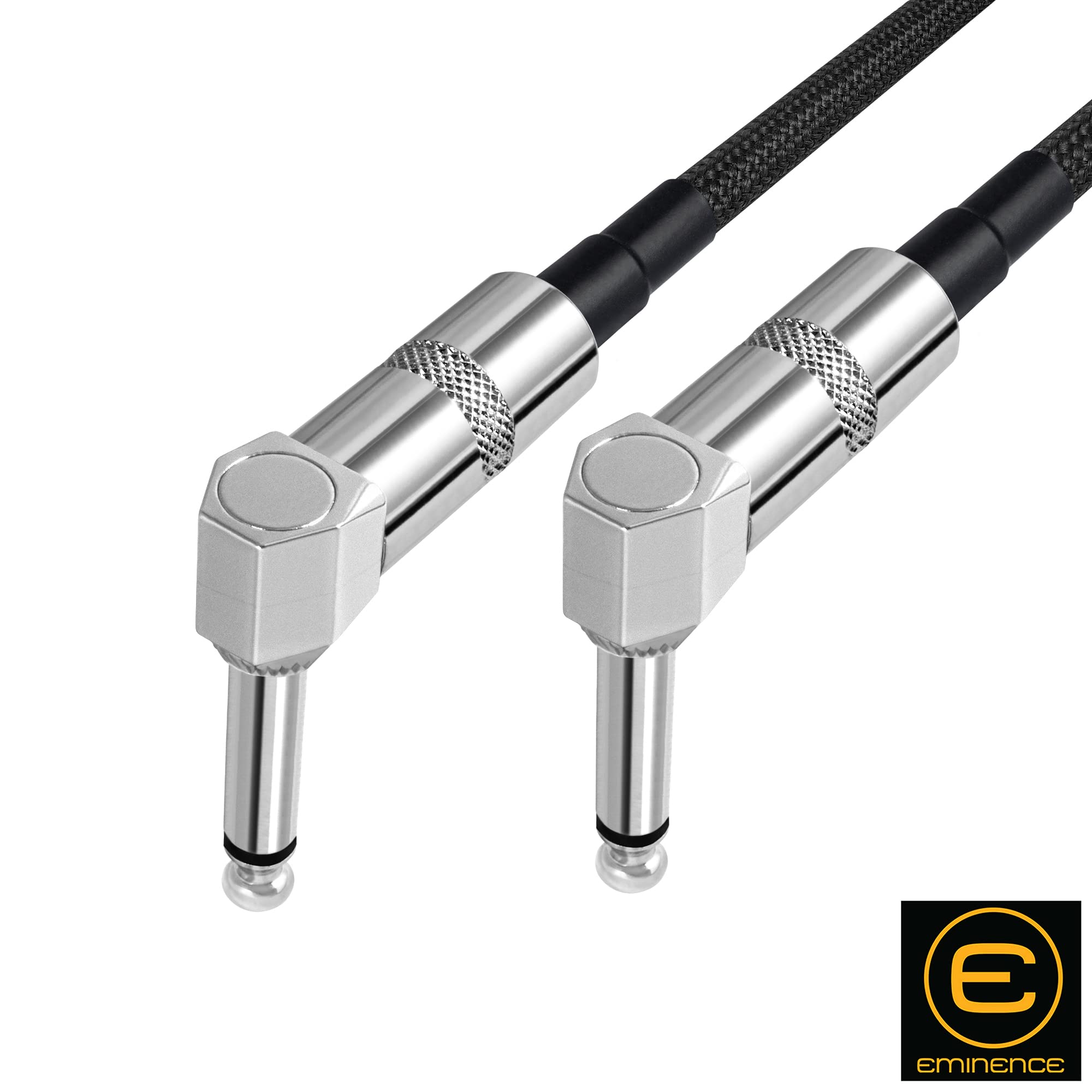 Audioblast - 2 Units - 1.5 Foot -HQ-1 Braid (Black) Flexible -Dual Shielded(100%)-Guitar Instrument Effects Pedal Patch Cable w/Eminence Right-Angled ¼ inch (6.35mm) TS Plugs & Double Staggered Boots