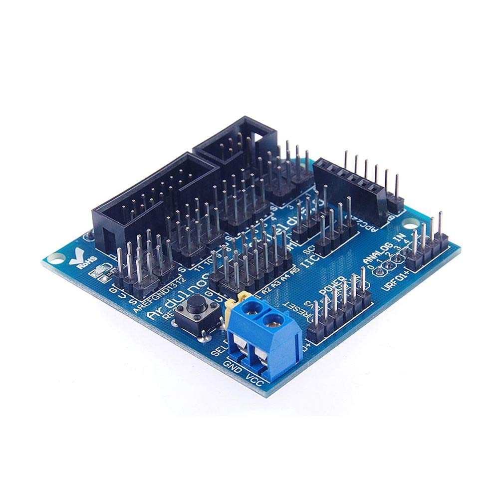 DAOKI Sensor Shield V5.0 Expansion Board UNO MEGA R3 V5 for Arduino Electronic Building Blocks of Robot Genuino System with Dupont Cable + Power Wire