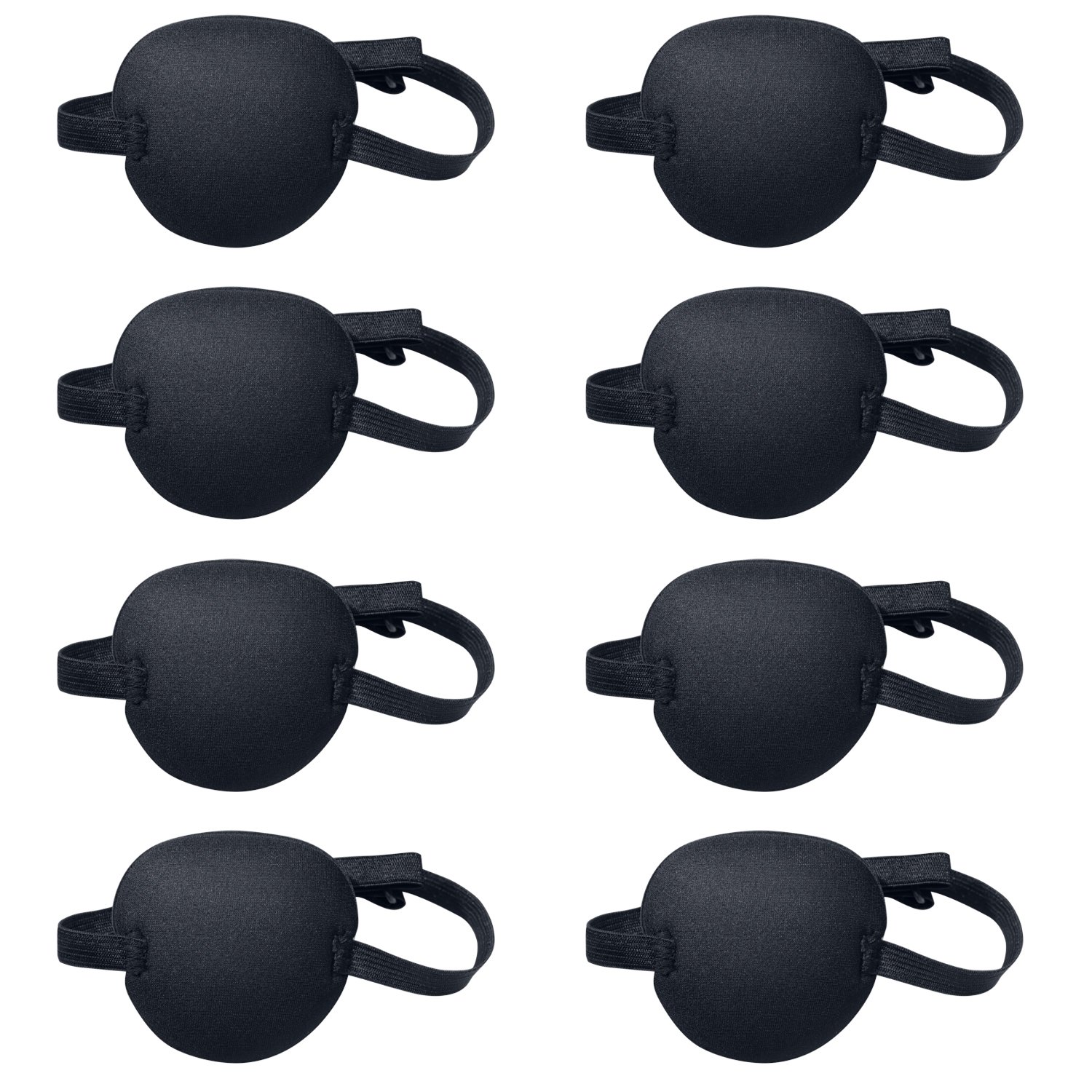Favourde 8 Pack Black Eye Patch Strabismus Adjustable Eye Patch Eye Mask with Buckle for Adults and Kids (Black)
