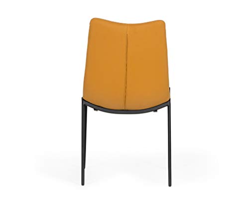 Limari Home Medard Collection Industrial Style Eco-Leather Upholstered Dining Chair with Black Powder Coated Iron Legs (Set of 2), Tan