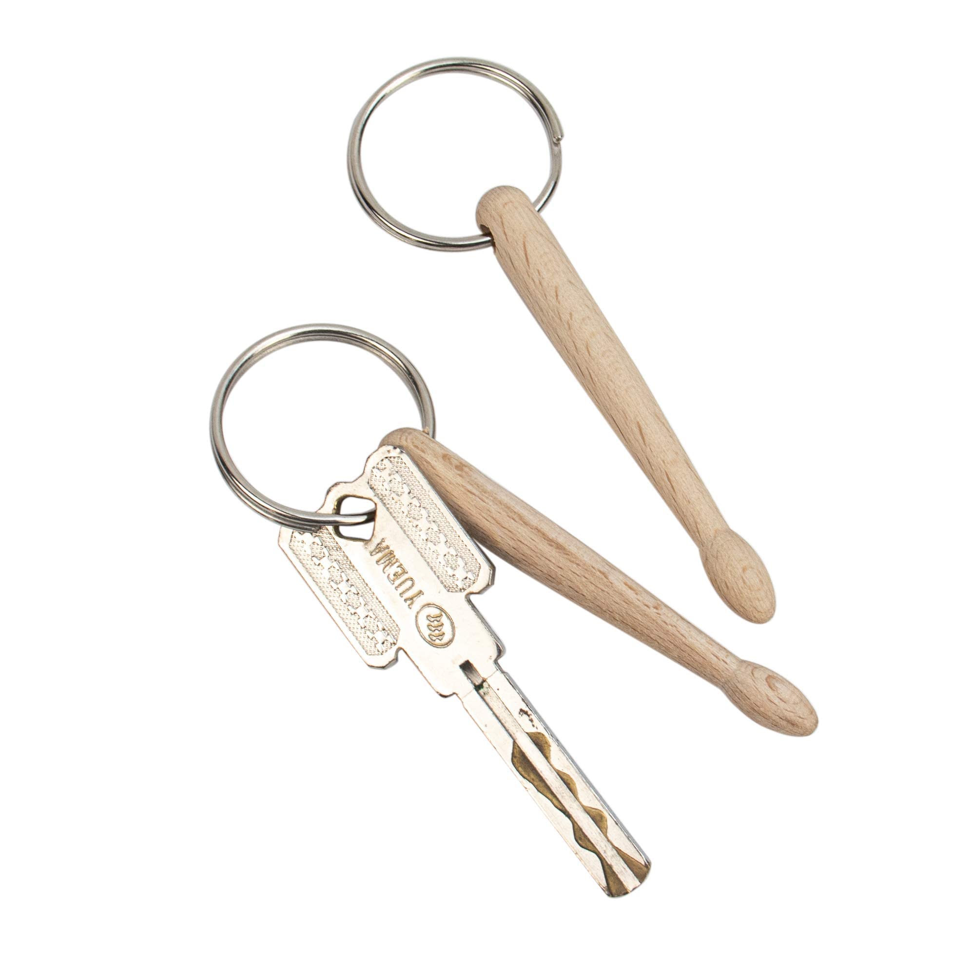 AUEAR, 4 Pieces Wood Drumstick Keychain Mini Wood Drumstick Keychain with One Stick and Two Sticks Drumstick Keychain for Drummer