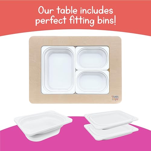 7 Days of Play Sensory Play Activity Table with Foldable Legs, Storage Bins, and Lid