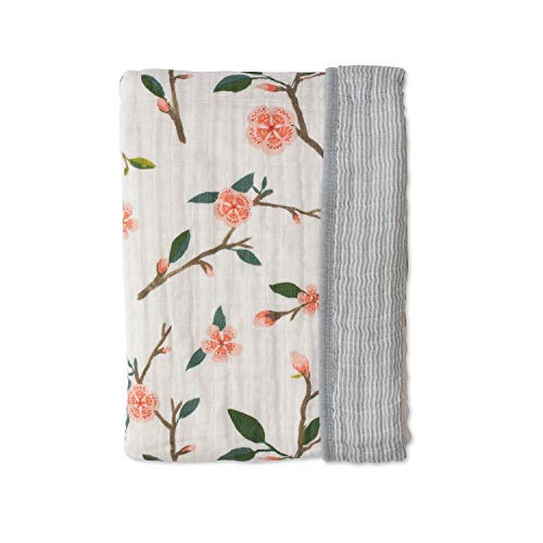 Red Rover Kids Cotton Muslin Quilt – 44” x 44”- 100% Cotton – Machine Washable – Softer with Every Wash – Playful Designs - Lightweight, Breathable Layers – Unisex (Peach Blossom)