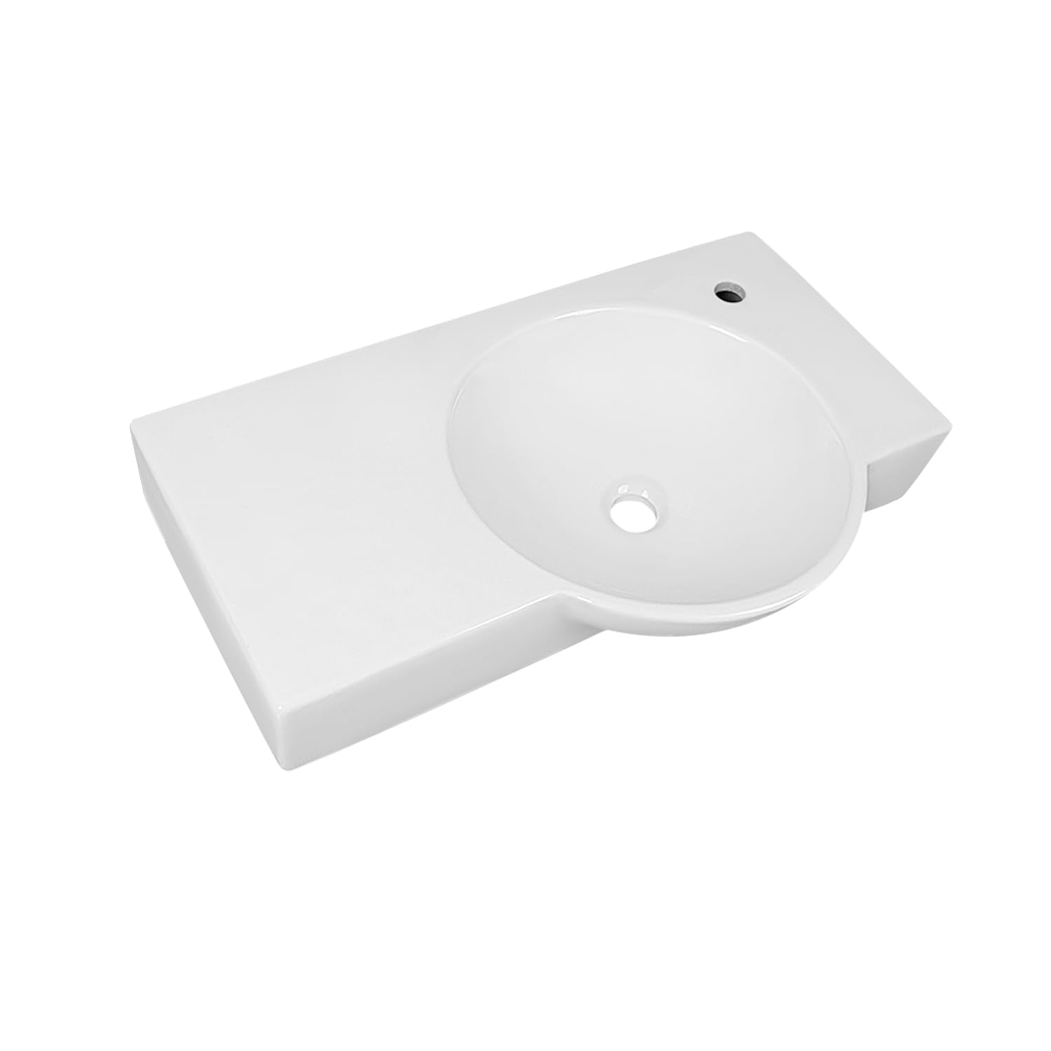 DeerValley Wall Mount Sink,30"x18" Bathroom Vessel Sink,White Ceramic Bathroom Sink,Wall Hung Sink with Right Side Faucet Mount