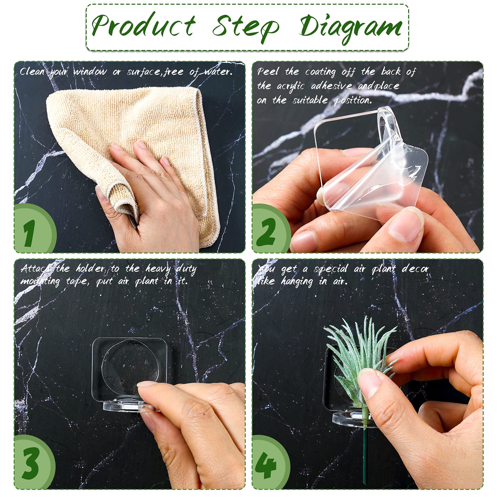 24 Pcs Air Plants Holder, Acrylic Air Plant Hanger with Mounting Tape for Hanging Air Plants on Glass Display Home Decoration, Plants Not Included
