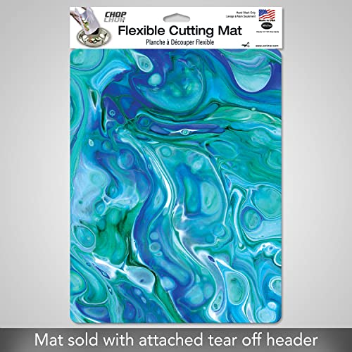 Cut N' Funnel Blue Fluidity Designer Flexible Cutting Board Mat, 15" x 11.5", Made in the USA, Decorative, Flexible, Easy to Clean