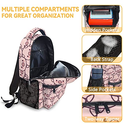 AIOMXZZ Pig Backpack Gifts, 16 Inch Cute Pig Bookbag Durable, Lightweight, Large Capacity, Funny Animal Backpack for School