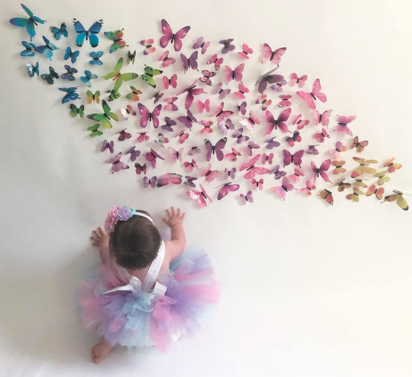 24 PCS Butterfly Wall Decals Butterflies Decor Stickers for Home Decorations Kids Room Bedroom Decor (Pink)
