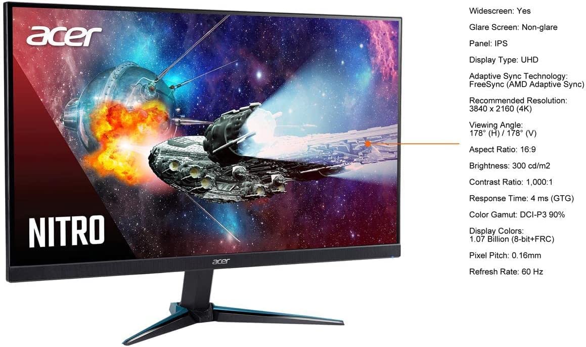 Acer Nitro VG281K 28 4K UHD Gaming LCD Monitor - 16:9 - Black