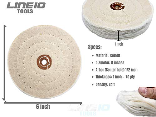 6 Inch Buffing Wheel Kit for Bench Grinder and Drill with 3 Step Hard Metal Polishing Compound