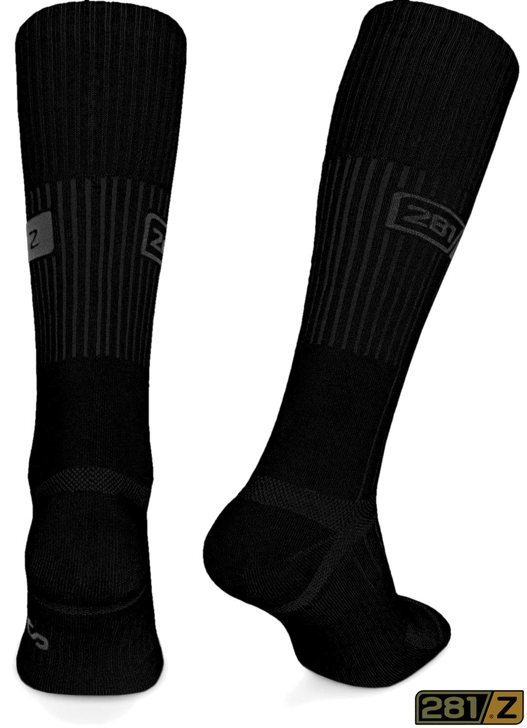 281Z Military Boot Socks - Tactical Trekking Hiking - Outdoor Athletic Sport (Black)(Medium 4 Pairs Pack)