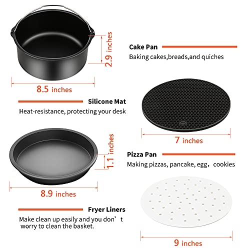 Air Fryer Accessories,13PCS for Ninja COSORI Power XL 5.3QT - 8QT Air Fryer with 9 Inch Cake Barrel