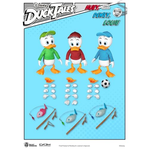 Beast Kingdom DuckTales: Huey, Dewey and Louie DAH-069 Dynamic 8ction Action Figure Set, Multicolor