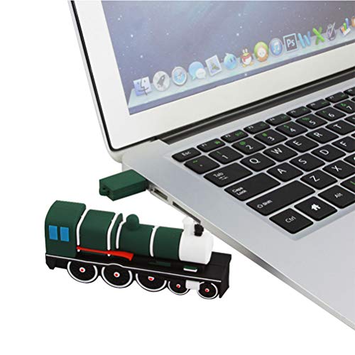 CHUYI Rubber Train Shape 128GB USB 2.0 Flash Drive Cartoon Pen Drive Memory Stick Cute Thumb Drive Jump Drive Gift (Green)