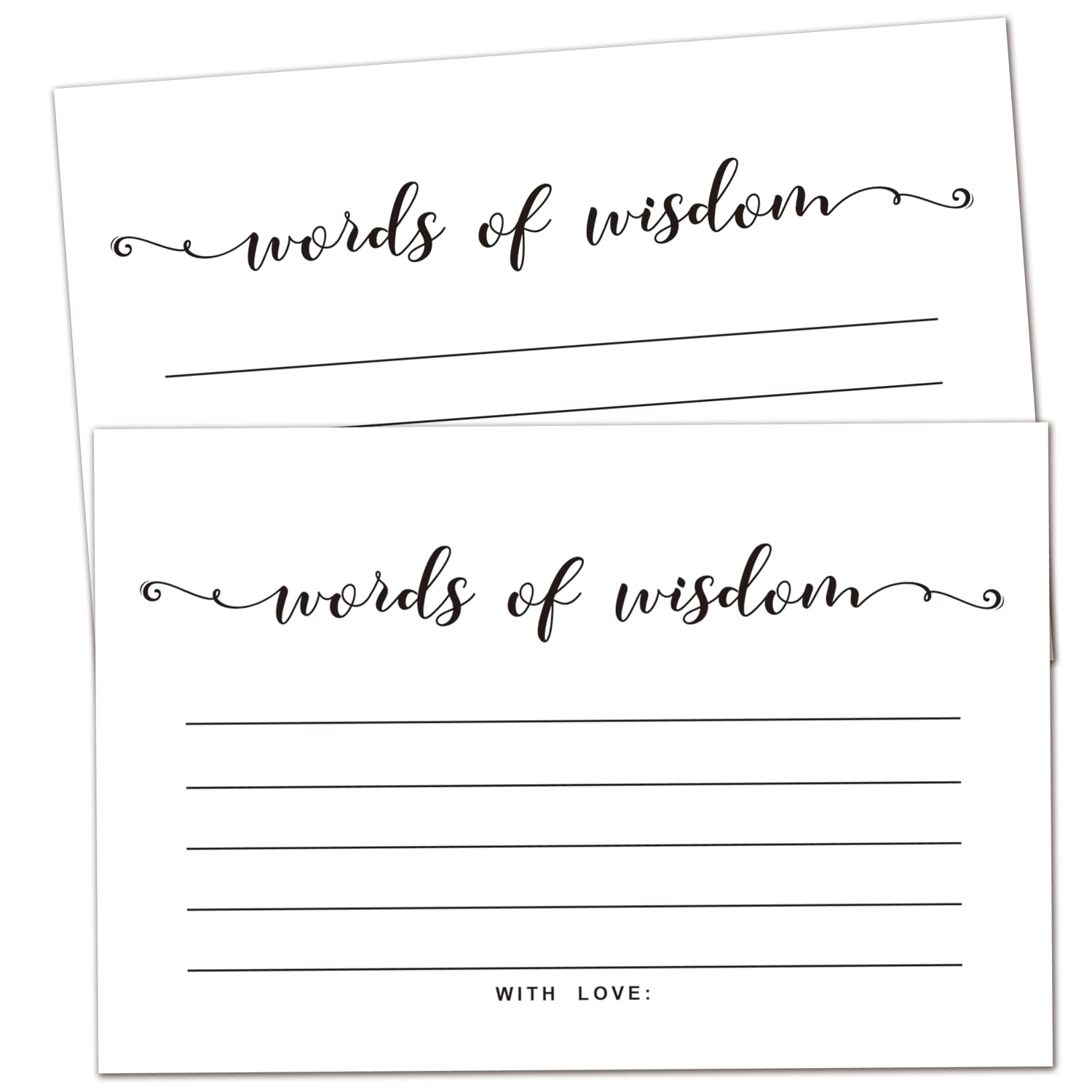 50 Words of Wisdom Advice Cards, Advice and Wishes Cards-Marriage or Wedding Advice Cards-Well Wishes for Bridal or Baby Shower Party Games, 4"x6" Cards