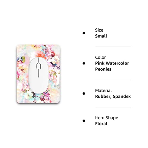 Atufsuat Small Mouse Pad, Mini Pad 6 x 8 In, Thick Rubber Waterproof Mat, Cute Mousepad for Women Men Kids Wireless Laptops Keyboard Tray Home Office Travel, Floral Pink Flowers Multicolor