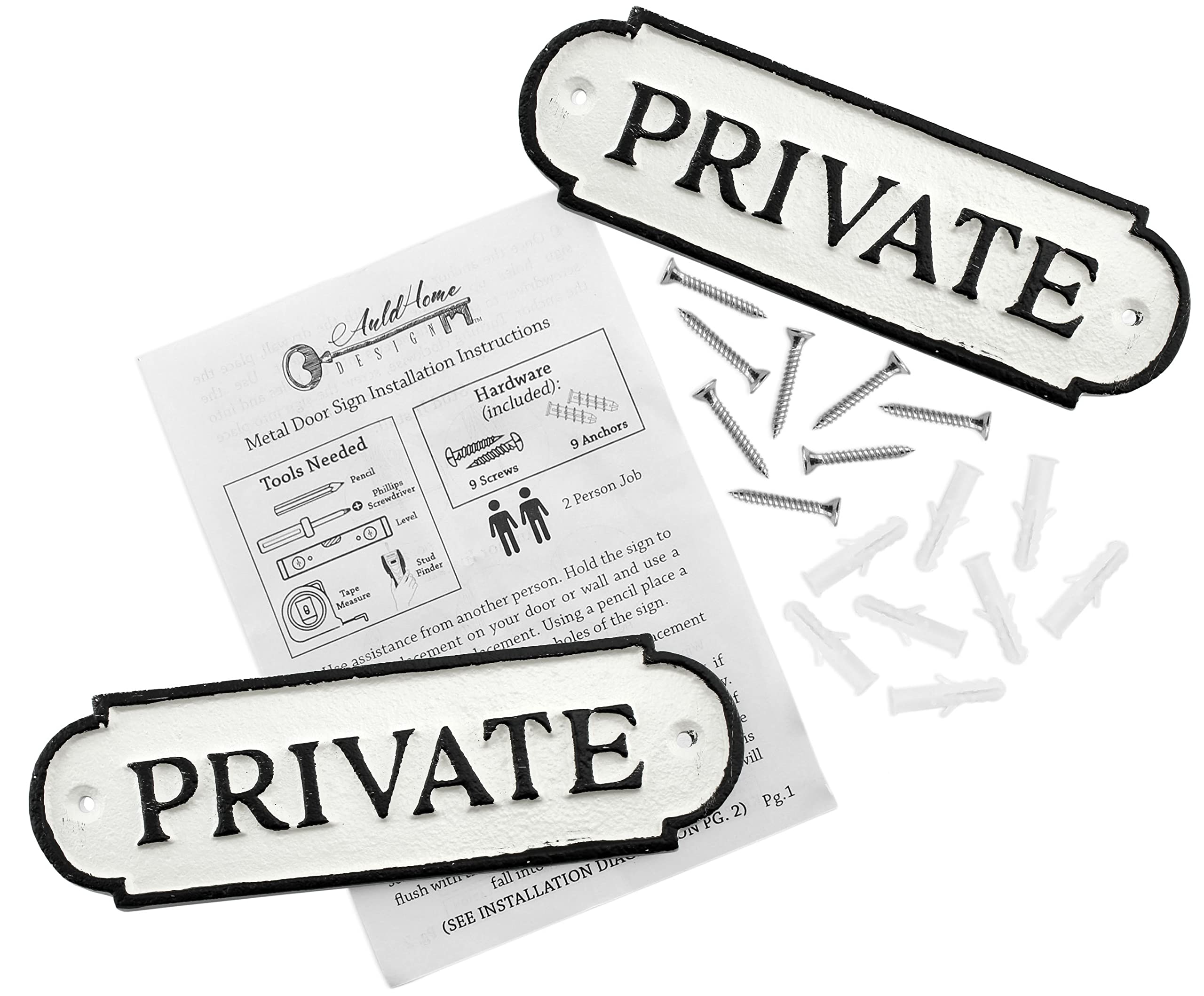 AuldHome Design Garden Gate Cast Iron Signs (Set of 2); Rustic Plaques in Black and White Farmhouse Style for GARDEN and PLEASE CLOSE THE GATE