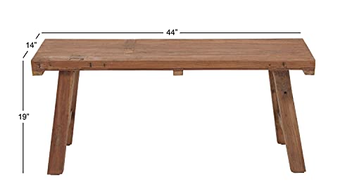 Deco 79 Wood Handmade Natural Bench, 44" x 14" x 19", Brown