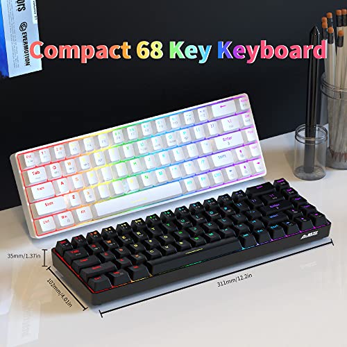 NACODEX 68 Key 65% Hot swappable Mechanical Keyboard, 2.4G Wireless/Bluetooth/Wired RGB Backlit Keyboard, 1900mAh Programmable Keyboard for Win/Mac/Gaming, Linear Red Switch