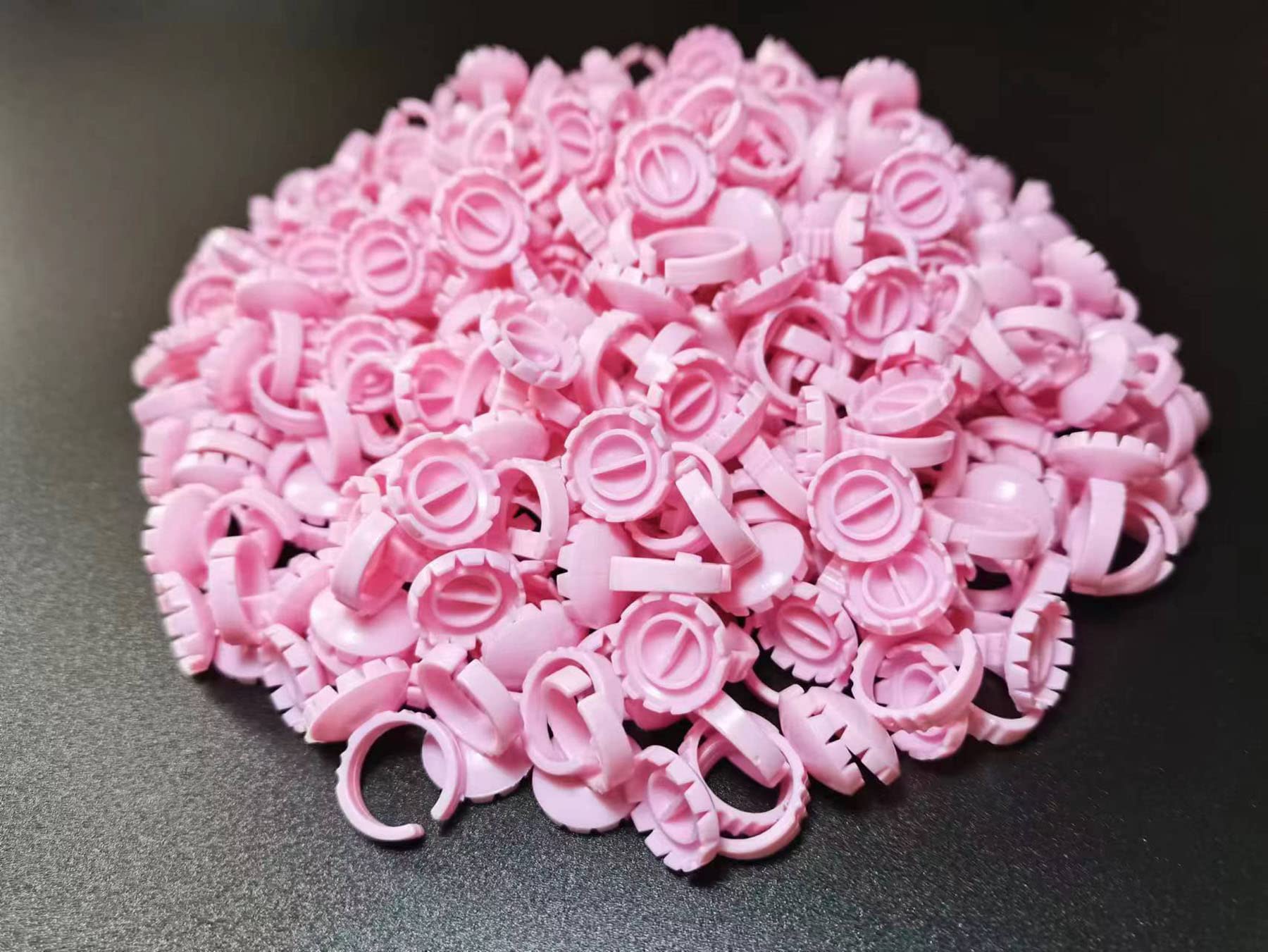 300PCS Glue Rings Lash Rings,Smart Glue Rings for Eyelash Extensions,Disposable Rings Glue Cups for False Eyelash Extension Supplies, Lovely Blooming Lash Eyelash Glue Holder Volume Lashes Fan,Pink