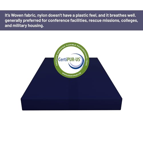Greaton, 10-Inch Medium Firm Water Resistance Nylon Vinyl Foam Mattress, Noiseless, Soft Cloud Feeling, Body Heat Reflection, Good for Hospital and Camp, Twin, Blue