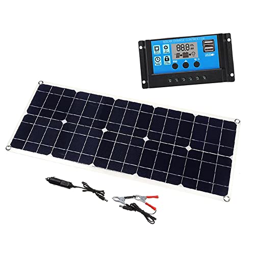 50W 5V/18V Solar Panel USB Output Monocrystalline Solar Panel IP65 Water-resistant with 10A Solar Charge Controller Regulator for Car Yacht Batterys Boat Charger