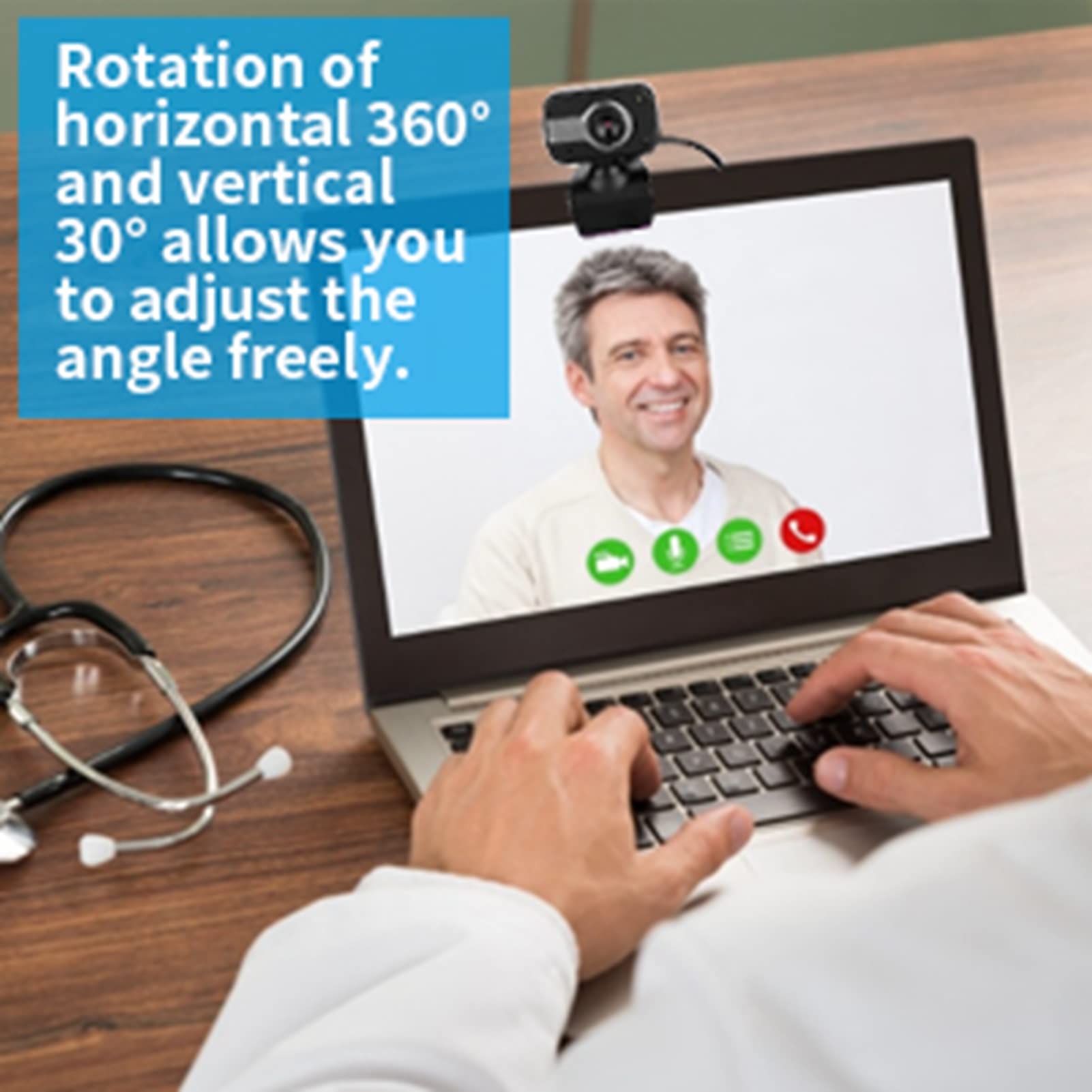 360 Degree USB Webcam with 0.3MP MIC for Laptop/PC/Monitor - High Definition Wireless Camera for MSN/ICQ Night - Perfect USB Camera for Computer, Laptop and More
