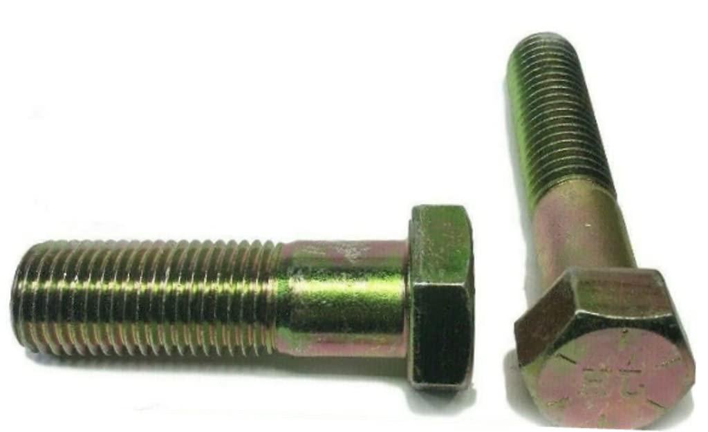 3/8-16 x 1-3/4" (PT) Hex Bolt Cap Screw Coarse Thread Grade 8 Yellow Zinc Plated - JFS810 | #YY33DL (25 Pcs)