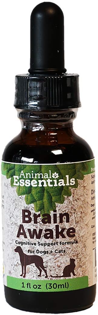 Animal Essentials Brain Awake for Dogs & Cats - Cognitive Support Supplement, Senior Support, Lion's Mane, Brain Health, Herbal Formula - 1 Fl Oz