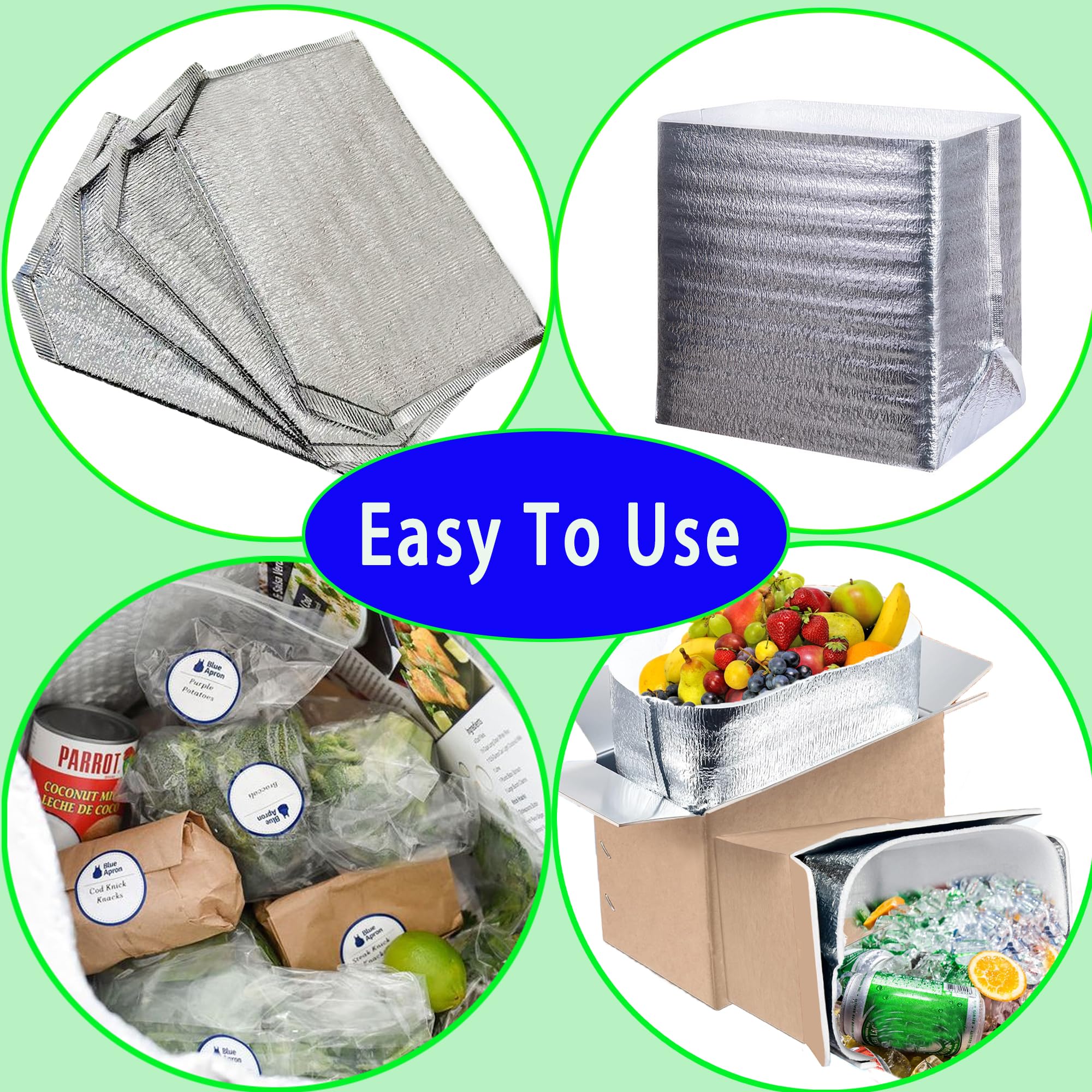 4 PACKS Reusable Insulation Bags Thermal Box Liners,14 x 9.2 x 13.2 in Foil Thermal Box Liners for Takeaway packing insulation, Lunch Box Shopping Bag Insulation Lining Waterproof Insulation Package