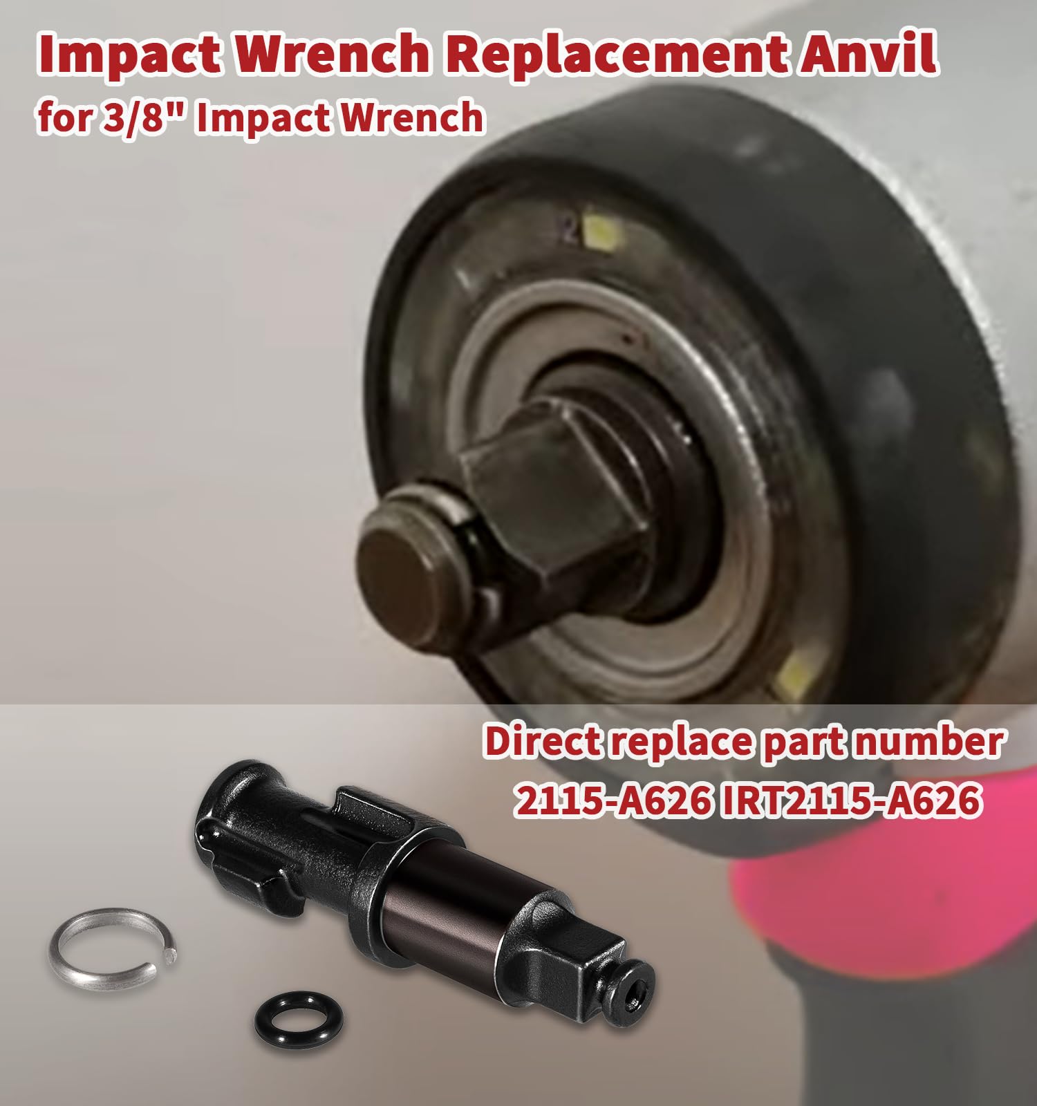 3/8" Impact Wrench Anvil Repair Kit Fit for Ingersoll Rand Air Impact IR2112 & IR2115 Replacement Part, Comes with Retainer and Support Ring